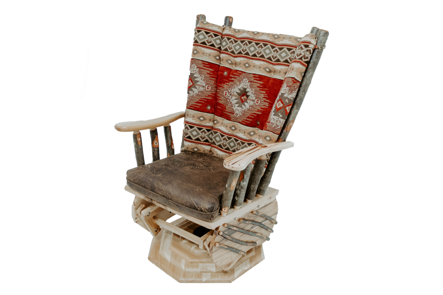 Haywood Hickory Log Swivel Glider | Mountain Top Furniture